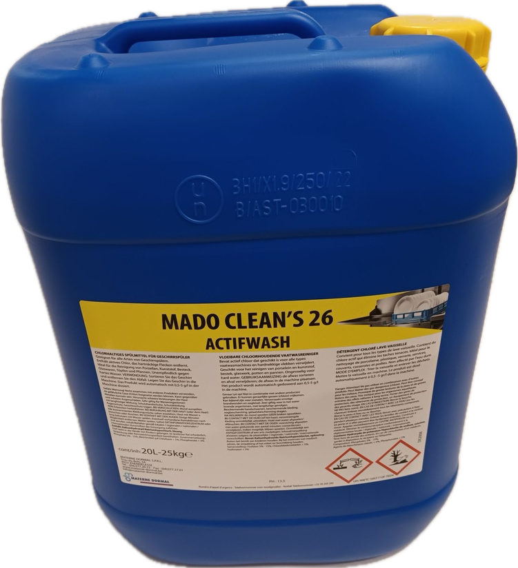 Mado 26 Actifwash lavage Lave Vaisselle chloré en 25Kg/20L | Materne Dormal